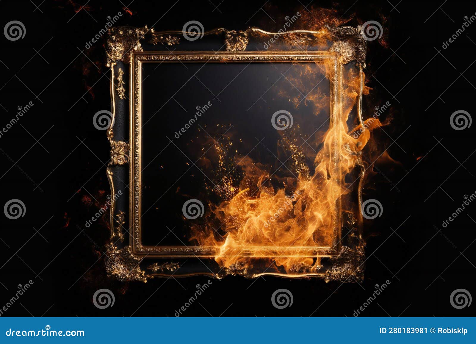 Burning Fire Frame or Blazing Inferno Abstract Border Stock ...