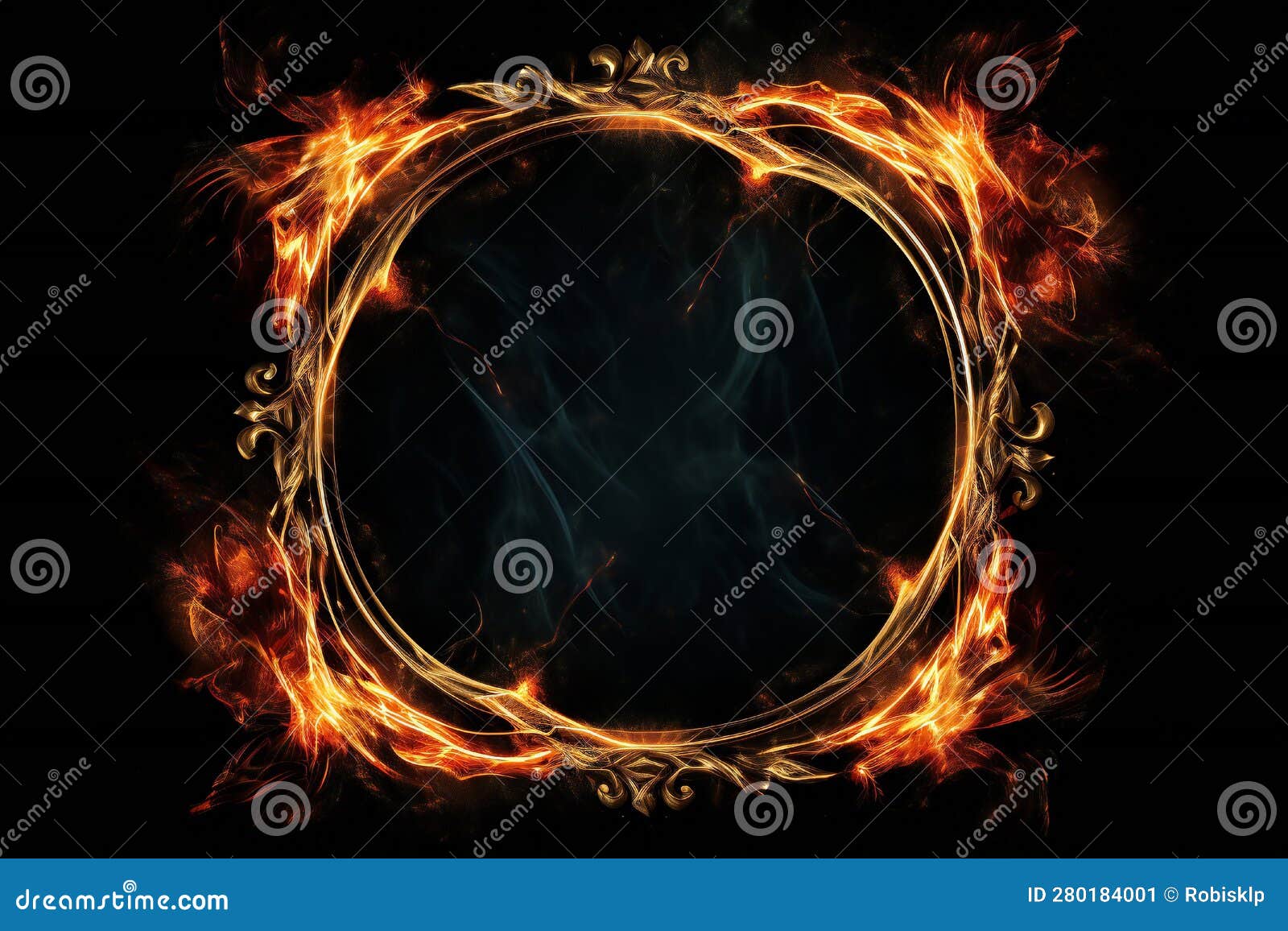 Burning Fire Frame or Blazing Inferno Abstract Border Stock ...