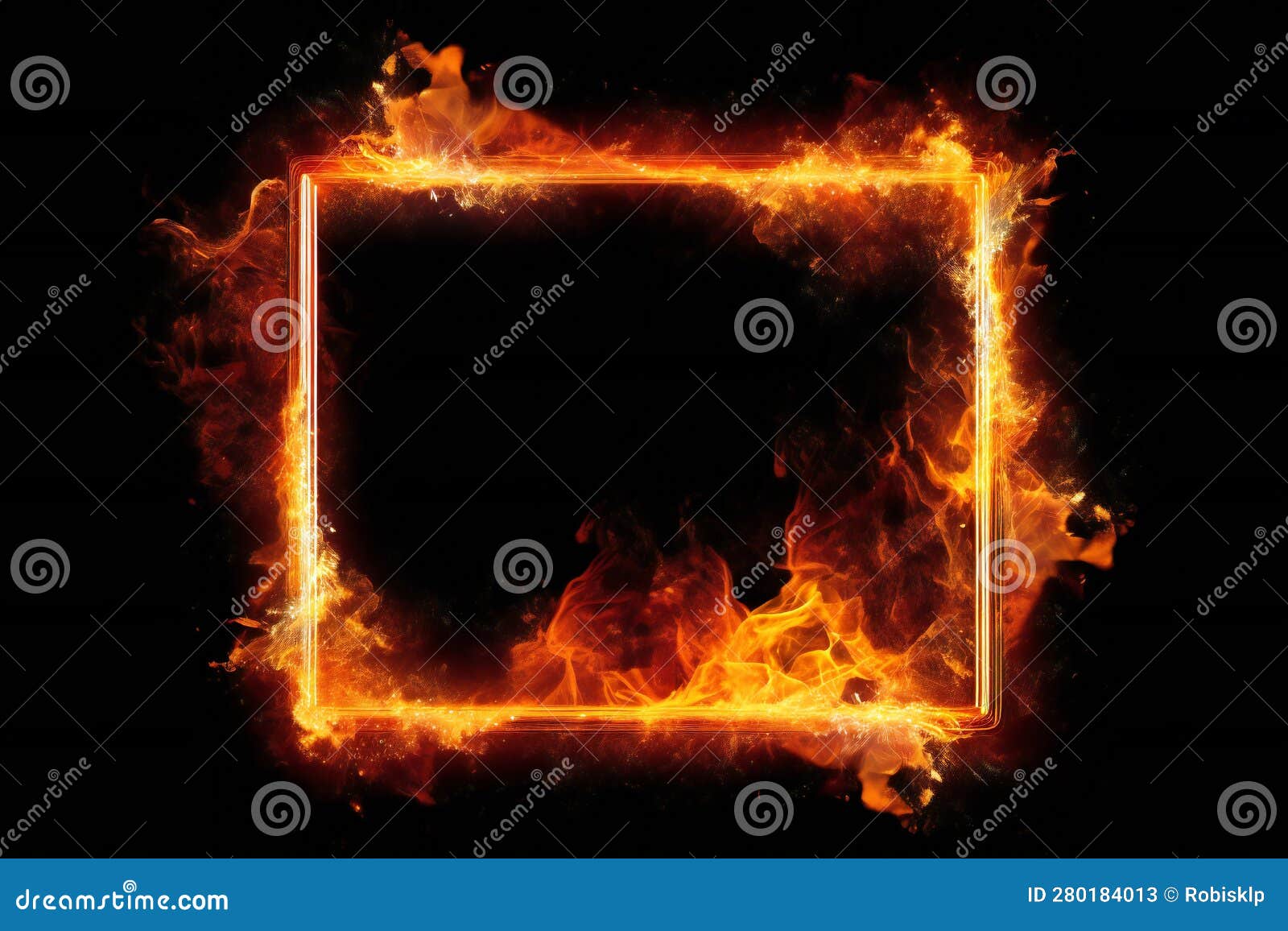 Burning Fire Frame or Blazing Inferno Abstract Border Stock ...