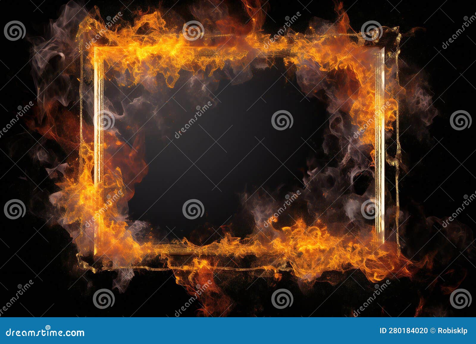 Burning Fire Frame or Blazing Inferno Abstract Border Stock ...