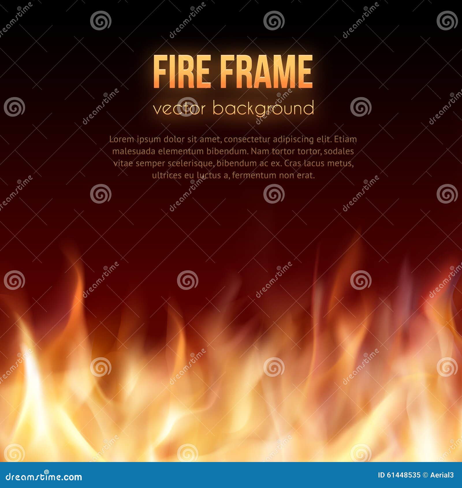 Burning Fire Frame. Vector Fiery Background Stock Vector - Illustration ...