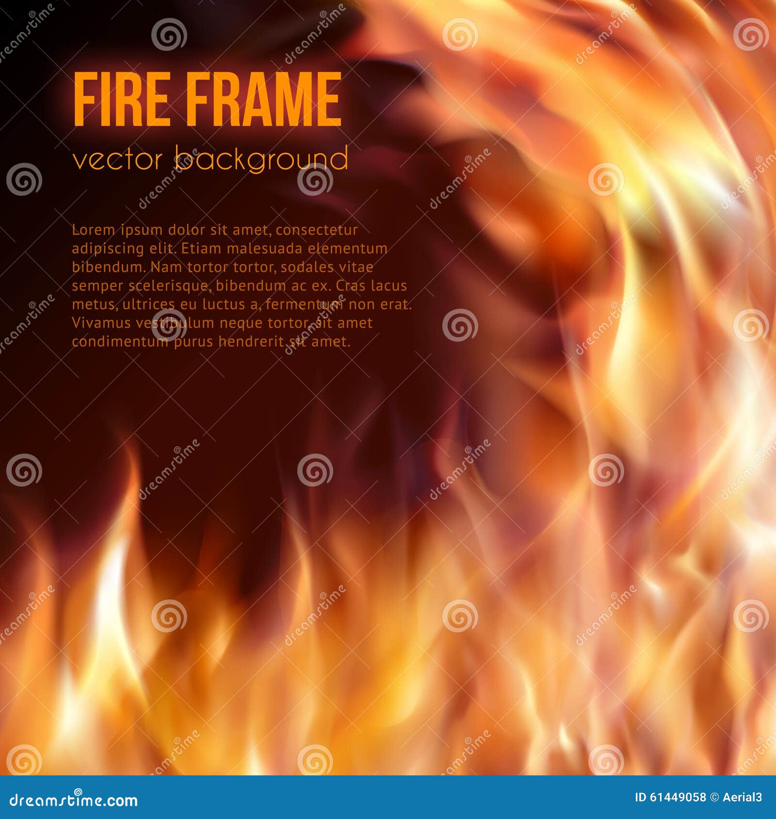 Burning Fire Frame. Vector Fiery Background Stock Vector - Illustration ...