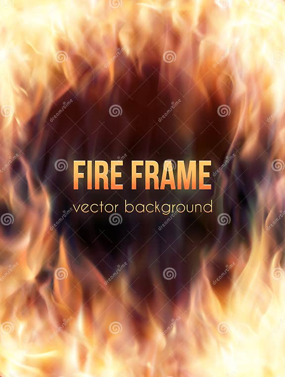 Burning Fire Frame. Vector Fiery Background Stock Vector - Illustration ...
