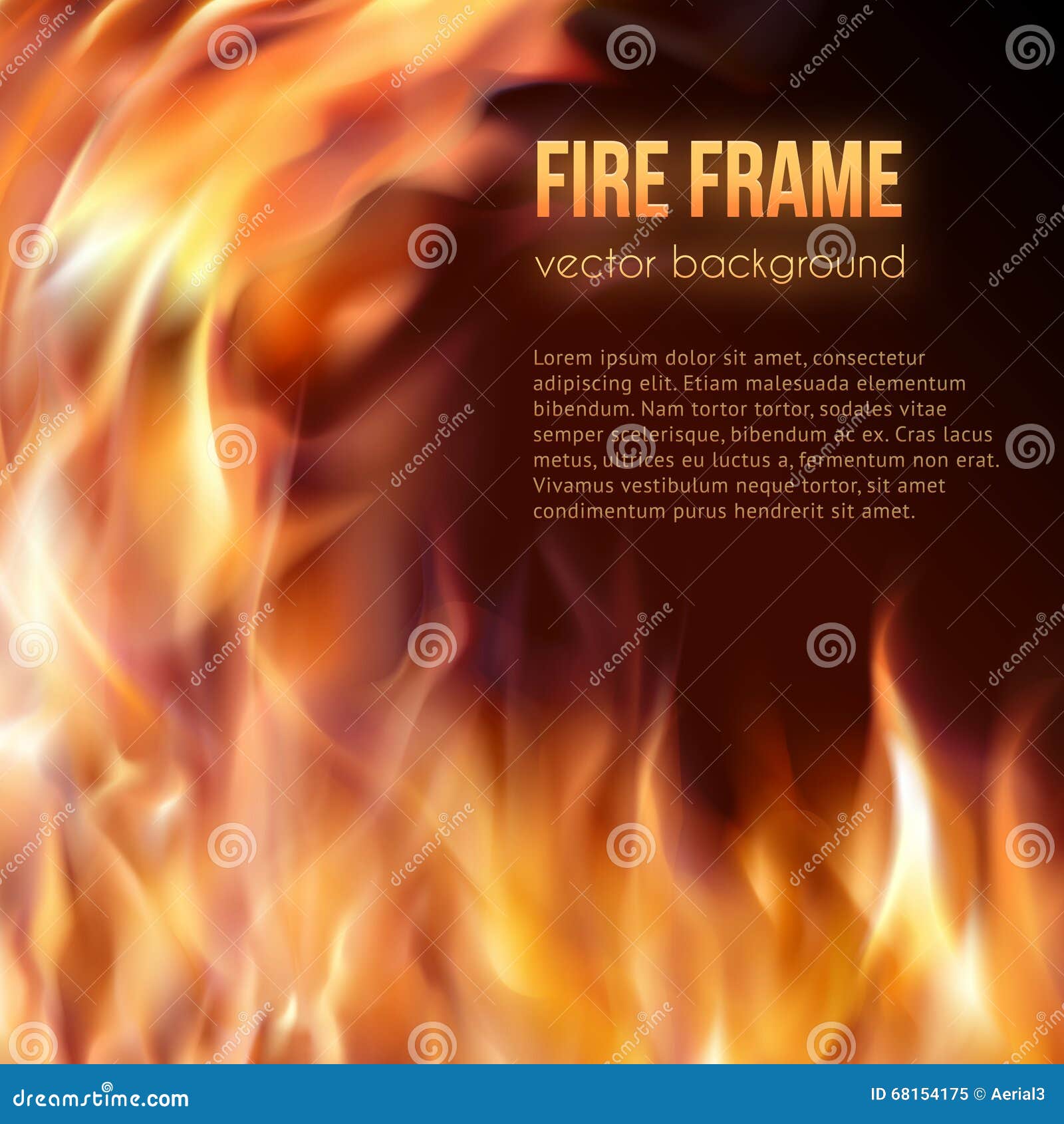 Burning Fire Frame. Vector Fiery Background Stock Vector - Illustration ...