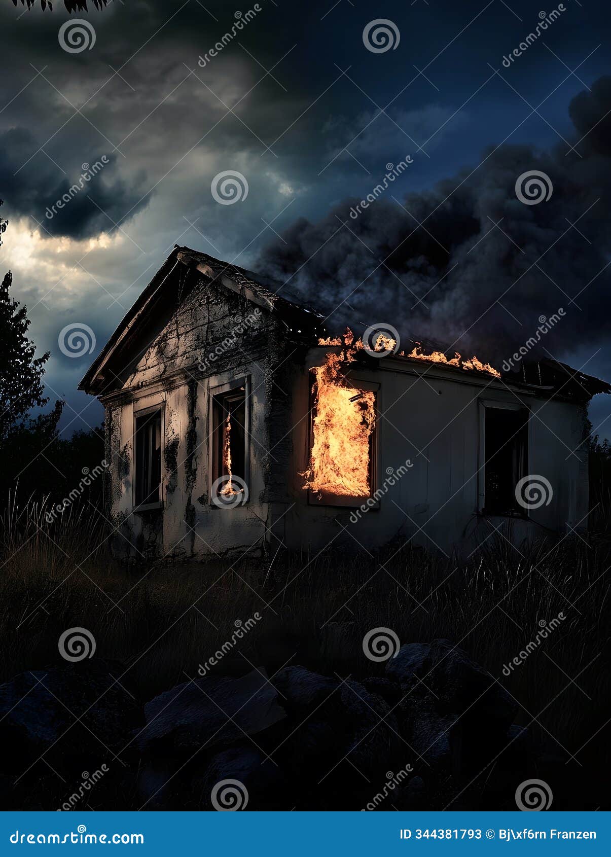 Burning Fire House Burn Building. Flame Emergency Stock Image - Image ...