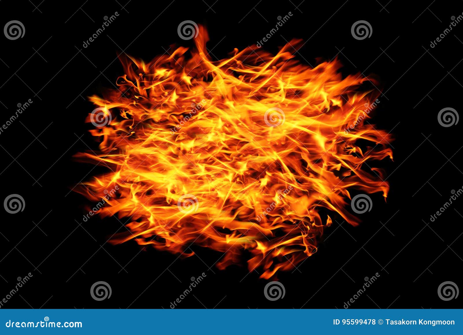Burning Fire Isolated on Black Stock Photo - Image of explode, energy ...