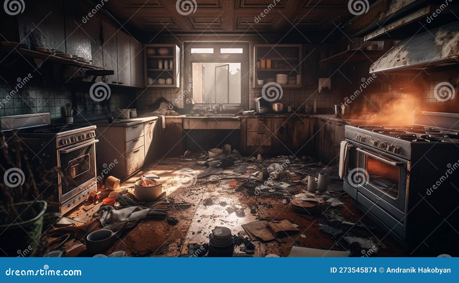 Burning Fire in the Kitchen. Generative Ai Stock Illustration ...