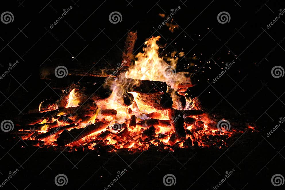 Burning fire stock photo. Image of ashing, glowing, logs - 159557936