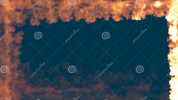 Burning Fire Lines Frame for Content on Blue Chromakey, Isolated ...