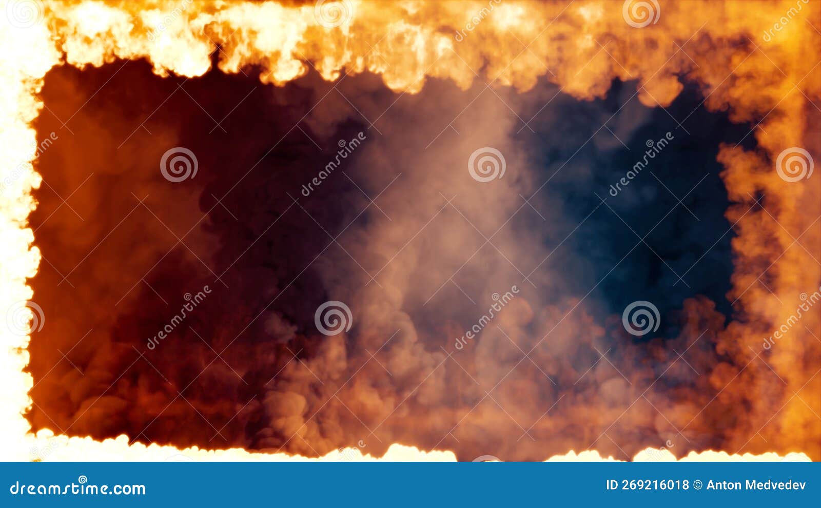 Burning Fire Lines Frame on Smoke Backdrop - Abstract 3D Illustration ...