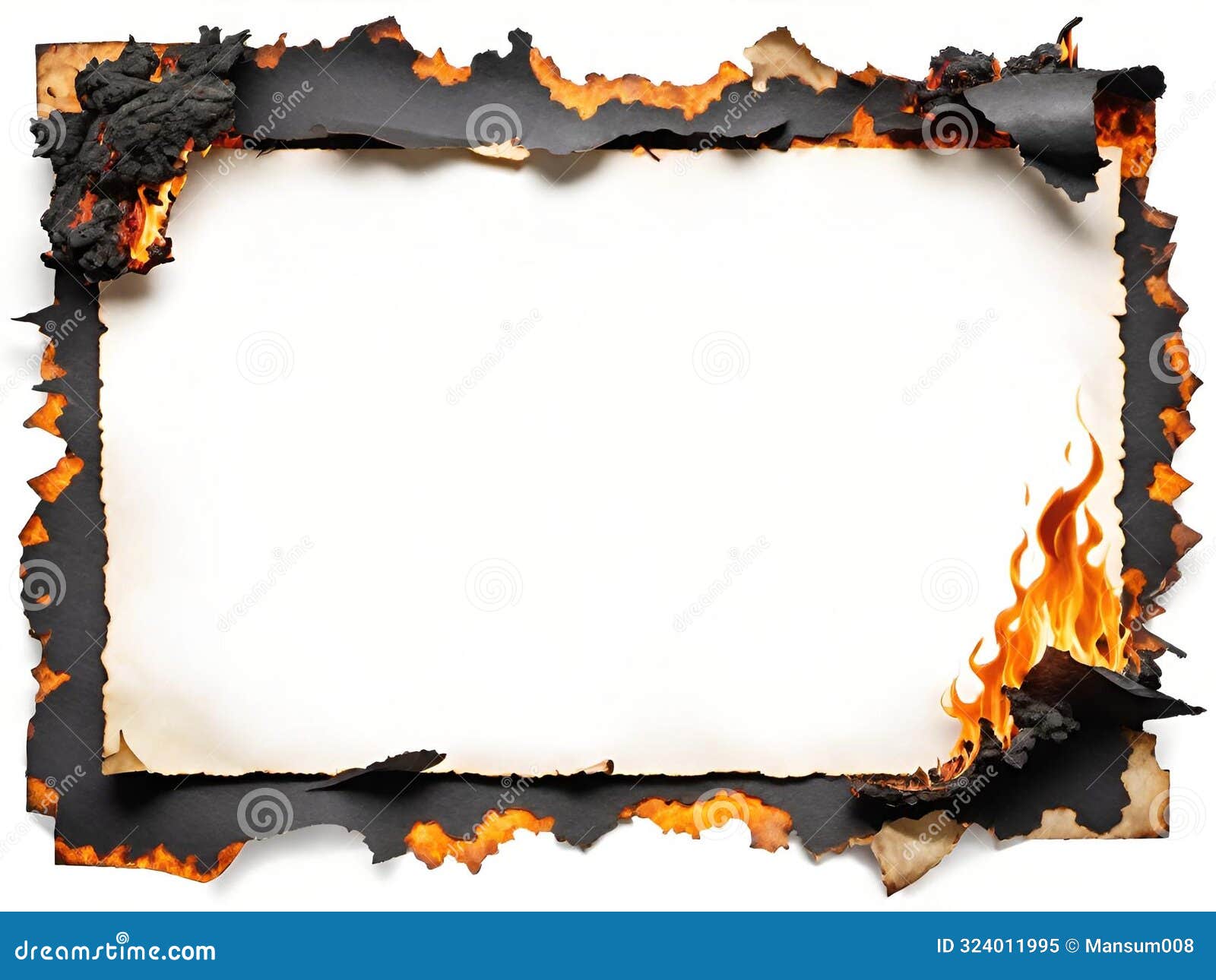 Burning fire paper frame stock illustration. Illustration of sign ...