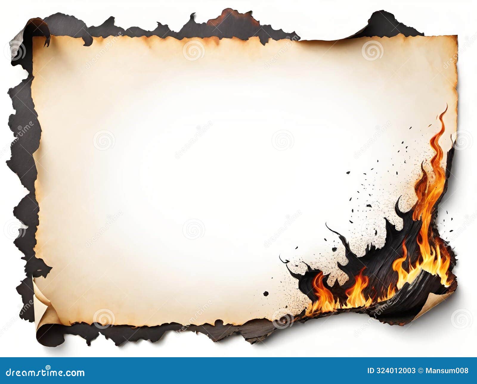 Burning fire paper frame stock illustration. Illustration of paper ...