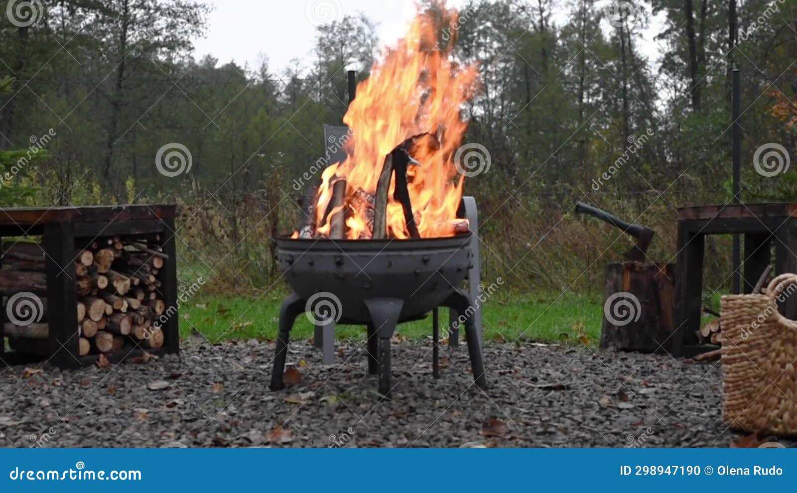 Burning Fire Pit. Happy Weekend Campfire Activity Stock Footage - Video ...