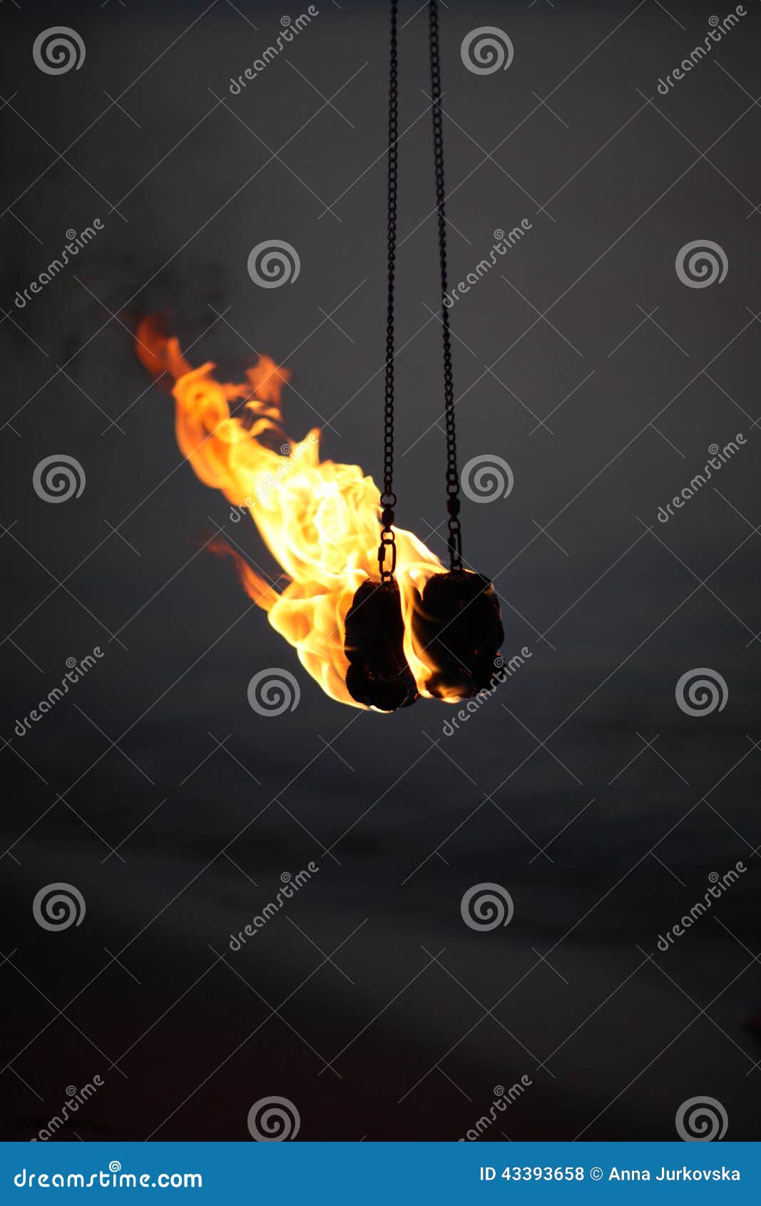 Burning Fire Poi in the Night Stock Photo - Image of passion, fireballs ...