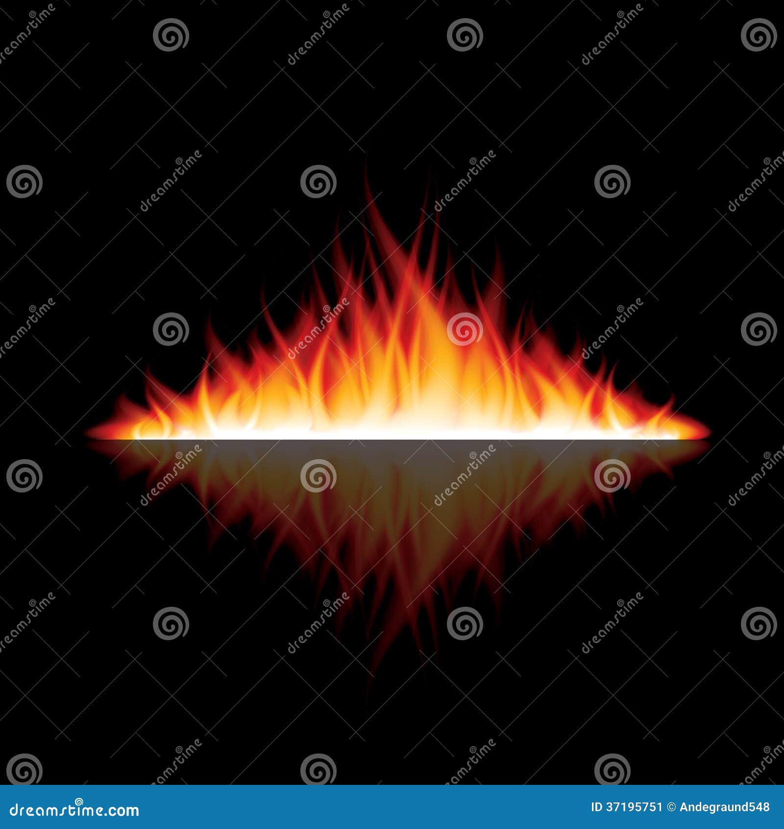 Burning Fire with Reflection on Black Vector Stock Vector ...