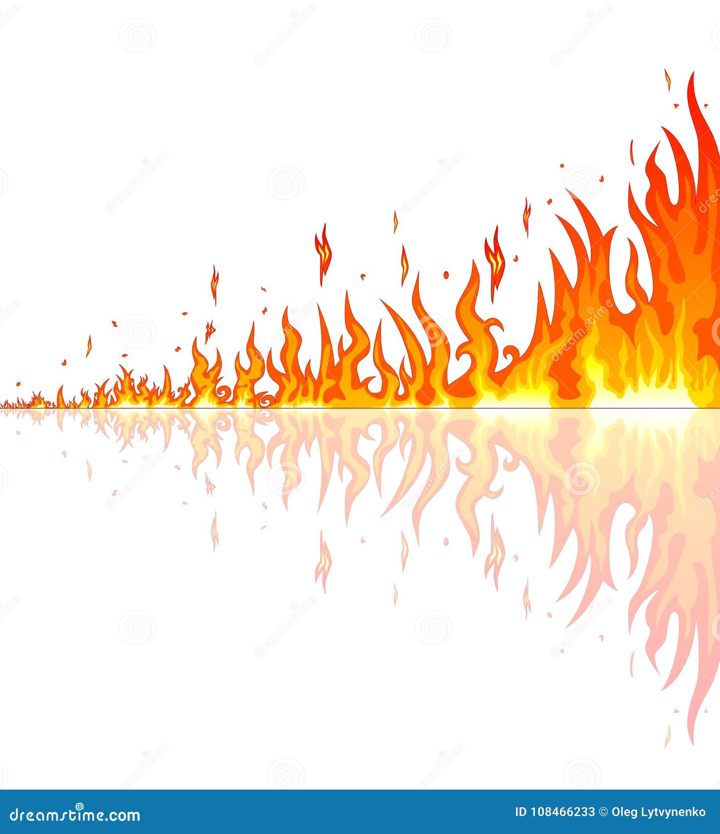 Burning Fire with Reflection Stock Vector - Illustration of border ...