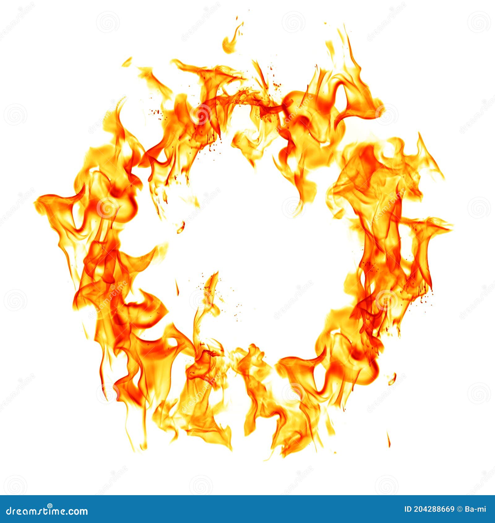 Burning Fire Ring Isolated on White Background Stock Image - Image of ...