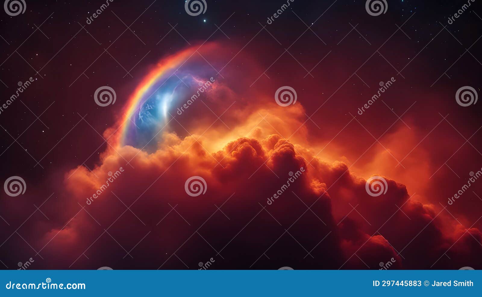 Burning Fire in the Sky a Firey Nebula with a Fire Rainbow Spectrum ...