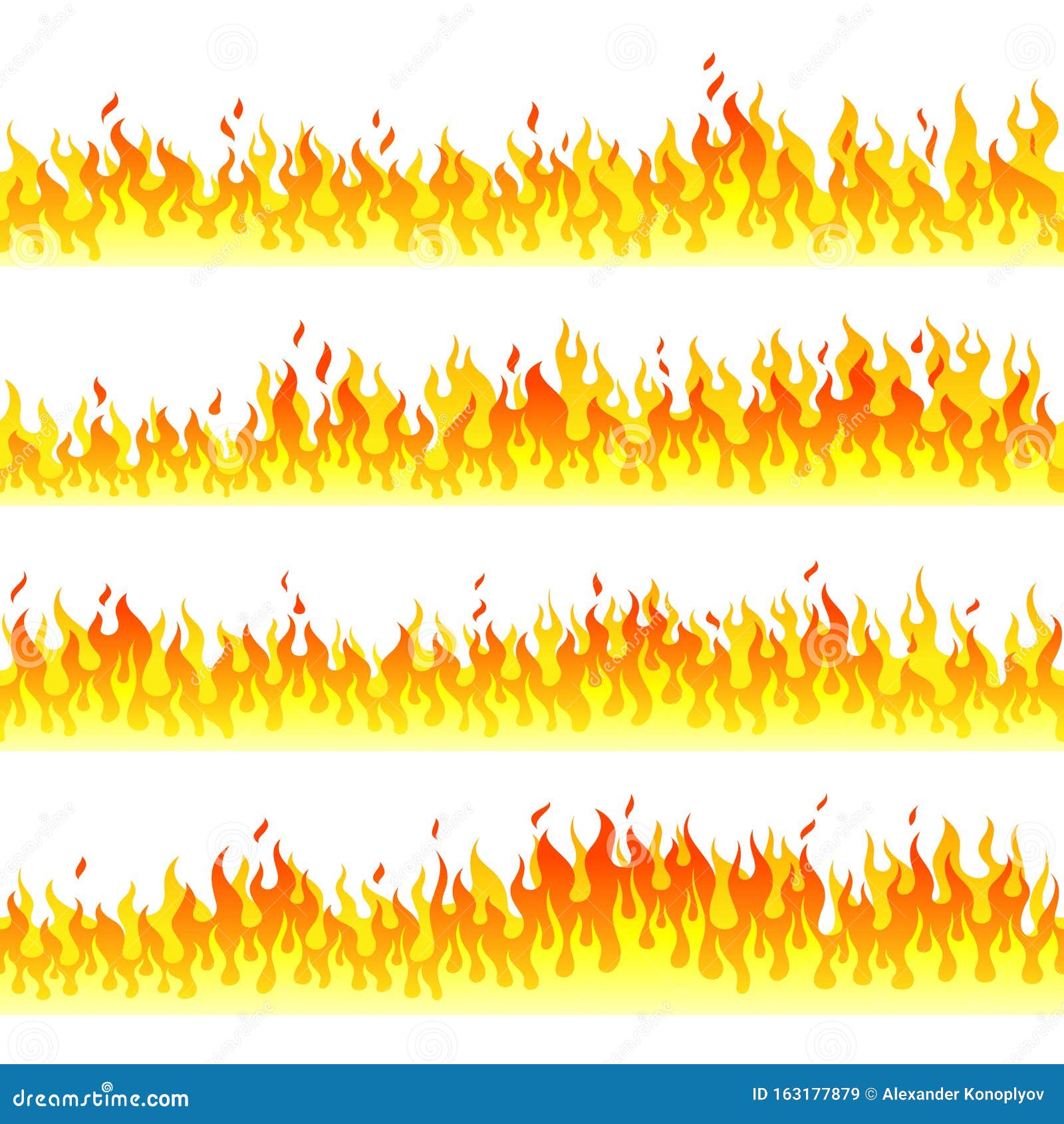 Burning Fire Walls Flat Vector Horizontal Seamless Pattern Stock Vector ...