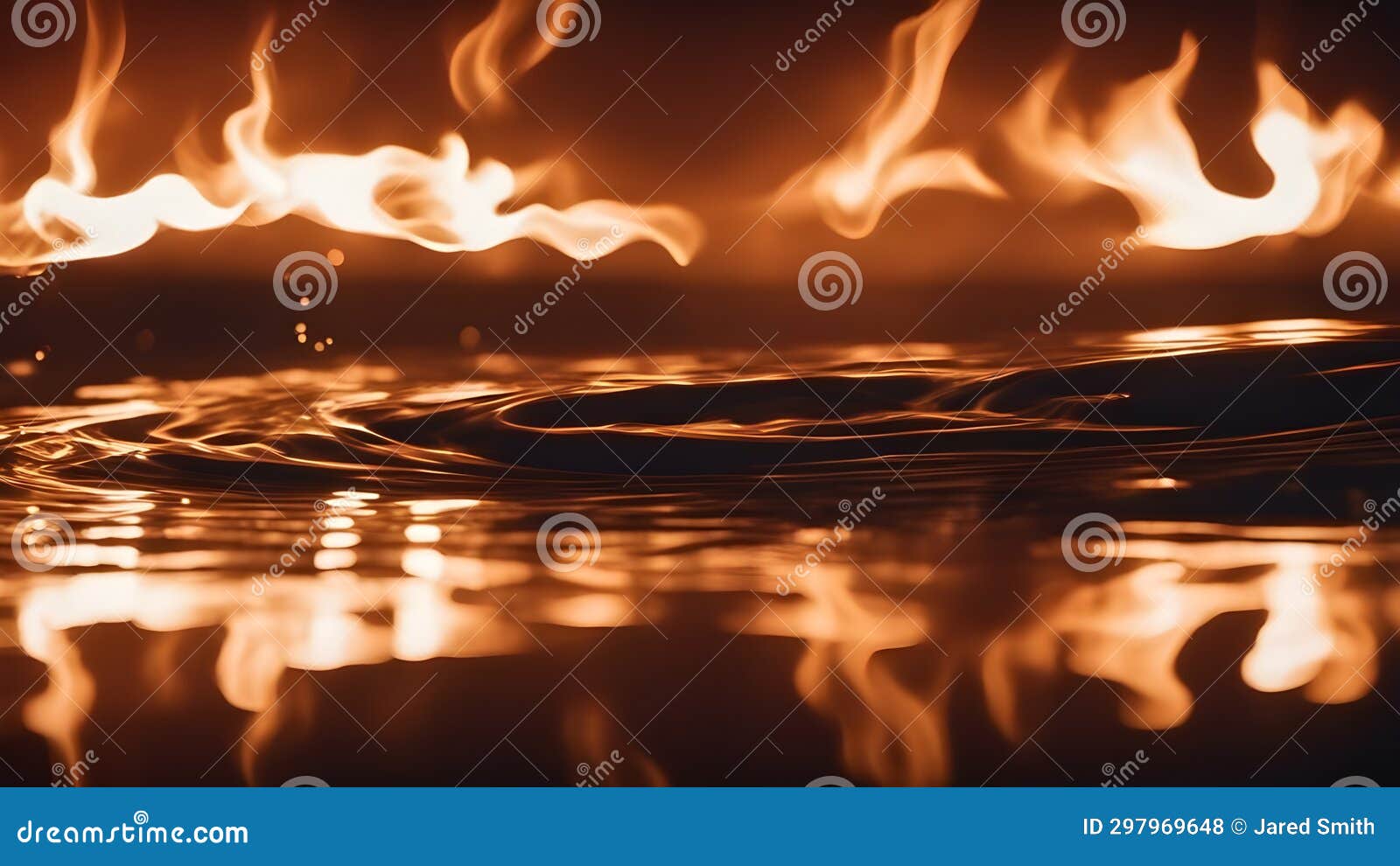 Burning Fire in the Water a Fiery Spectacle on the Water Surface, with ...