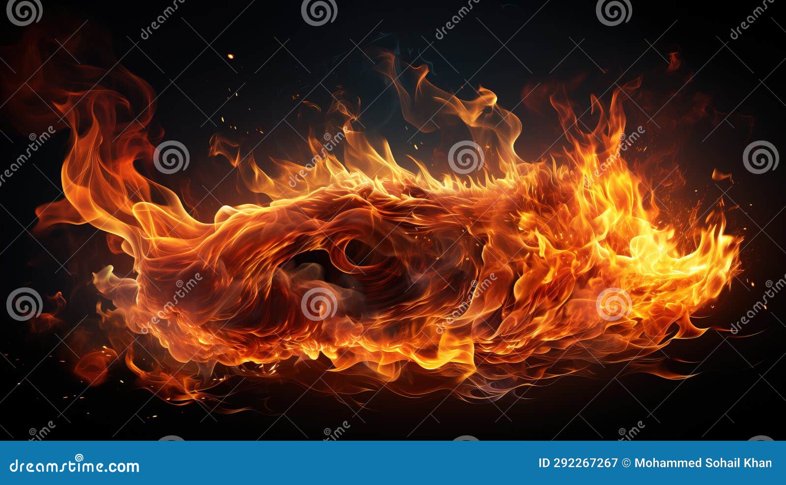 Burning Fire on the Water Surface Selective Focus Dark Background Stock ...