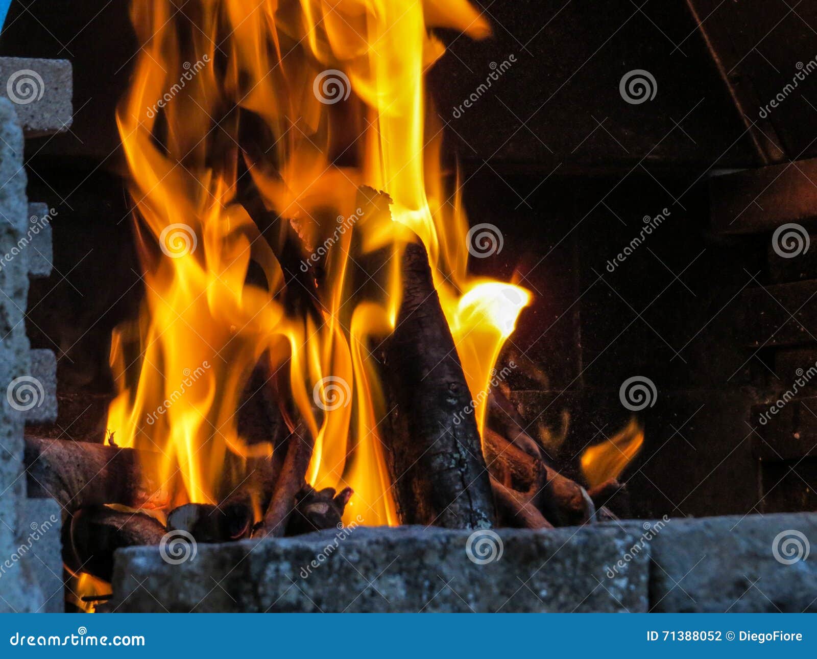 Burning fire stock photo. Image of ember, wood, warming - 71388052