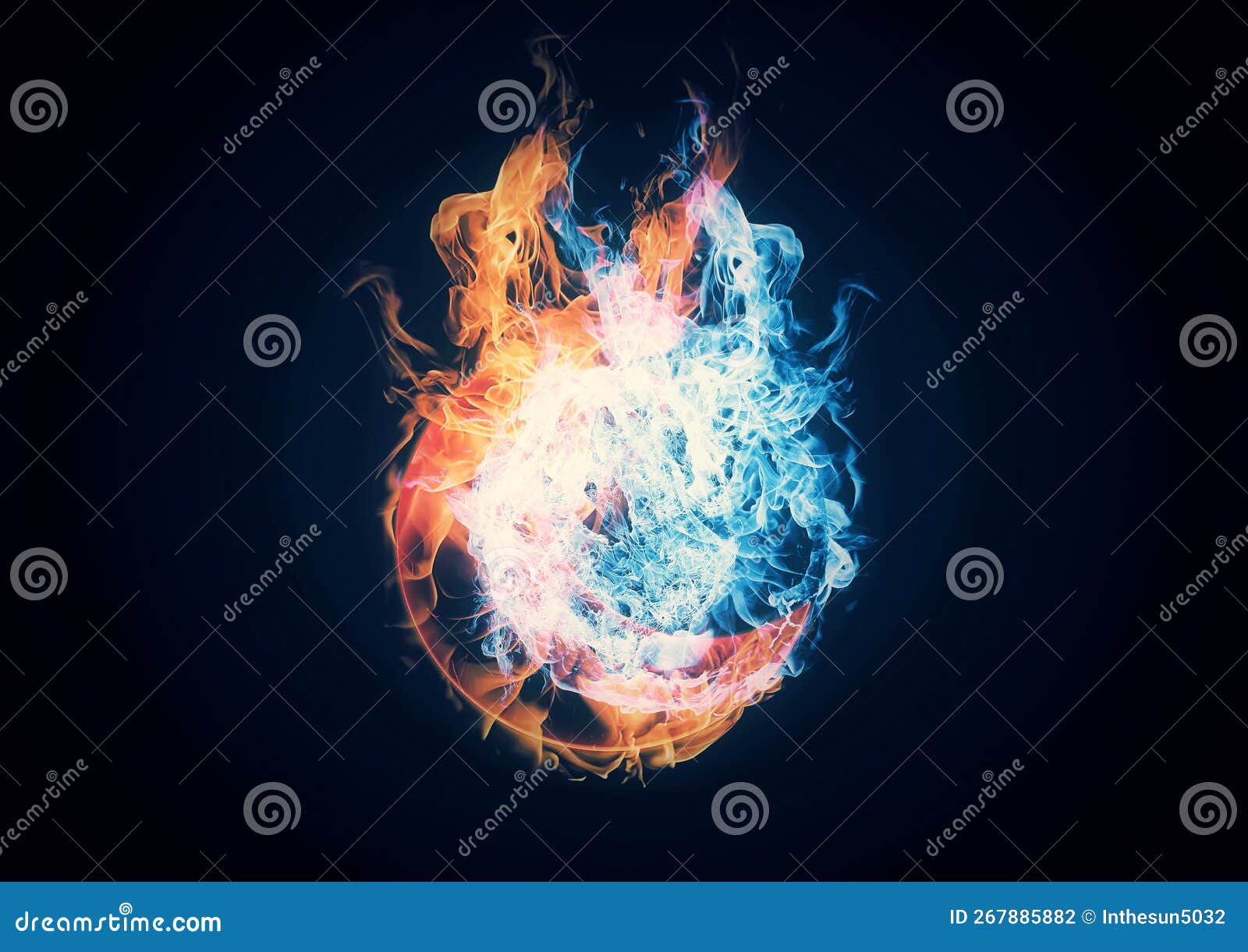 Burning Fireball and Black Background Stock Illustration - Illustration ...