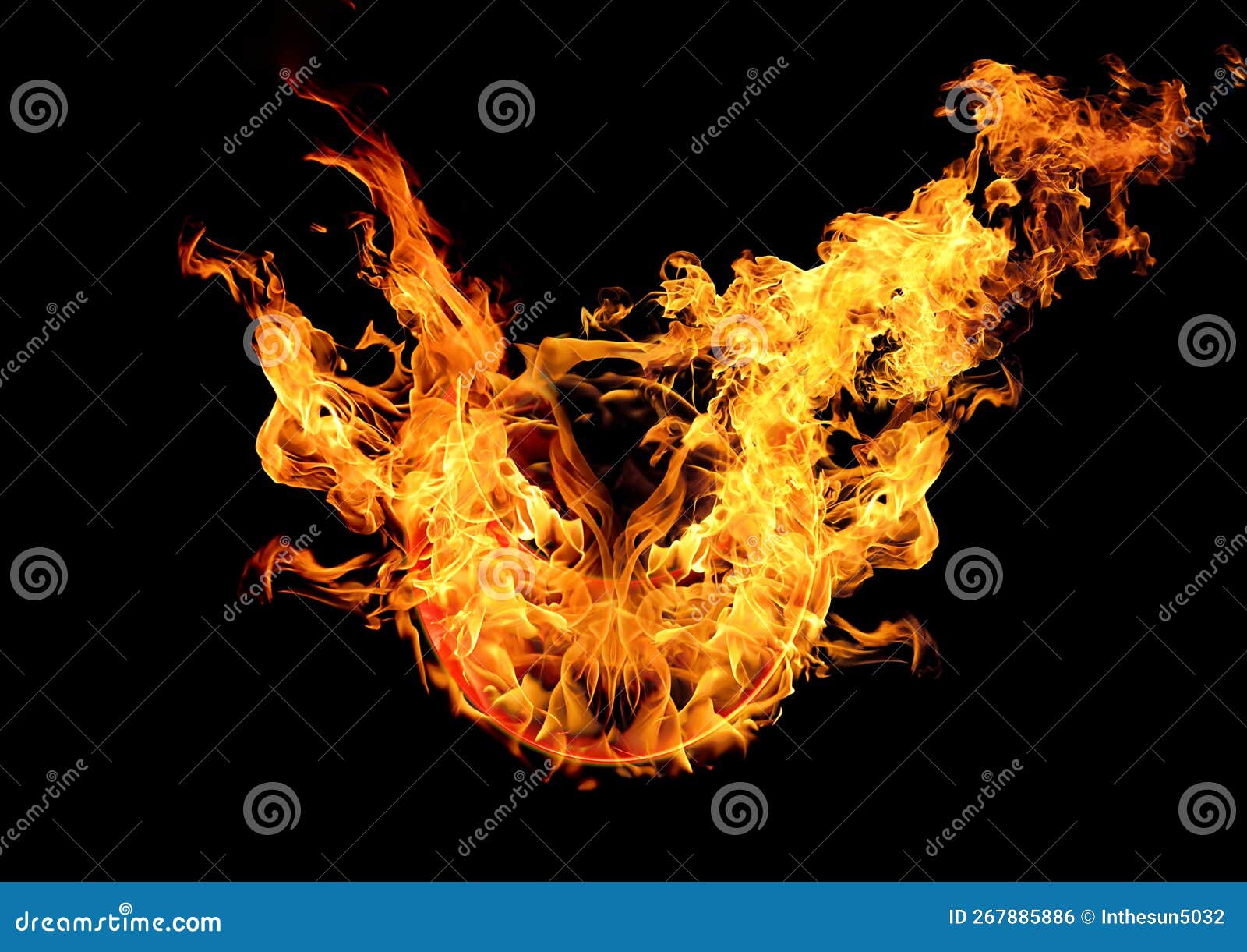 Burning Fireball and Black Background Stock Illustration - Illustration ...