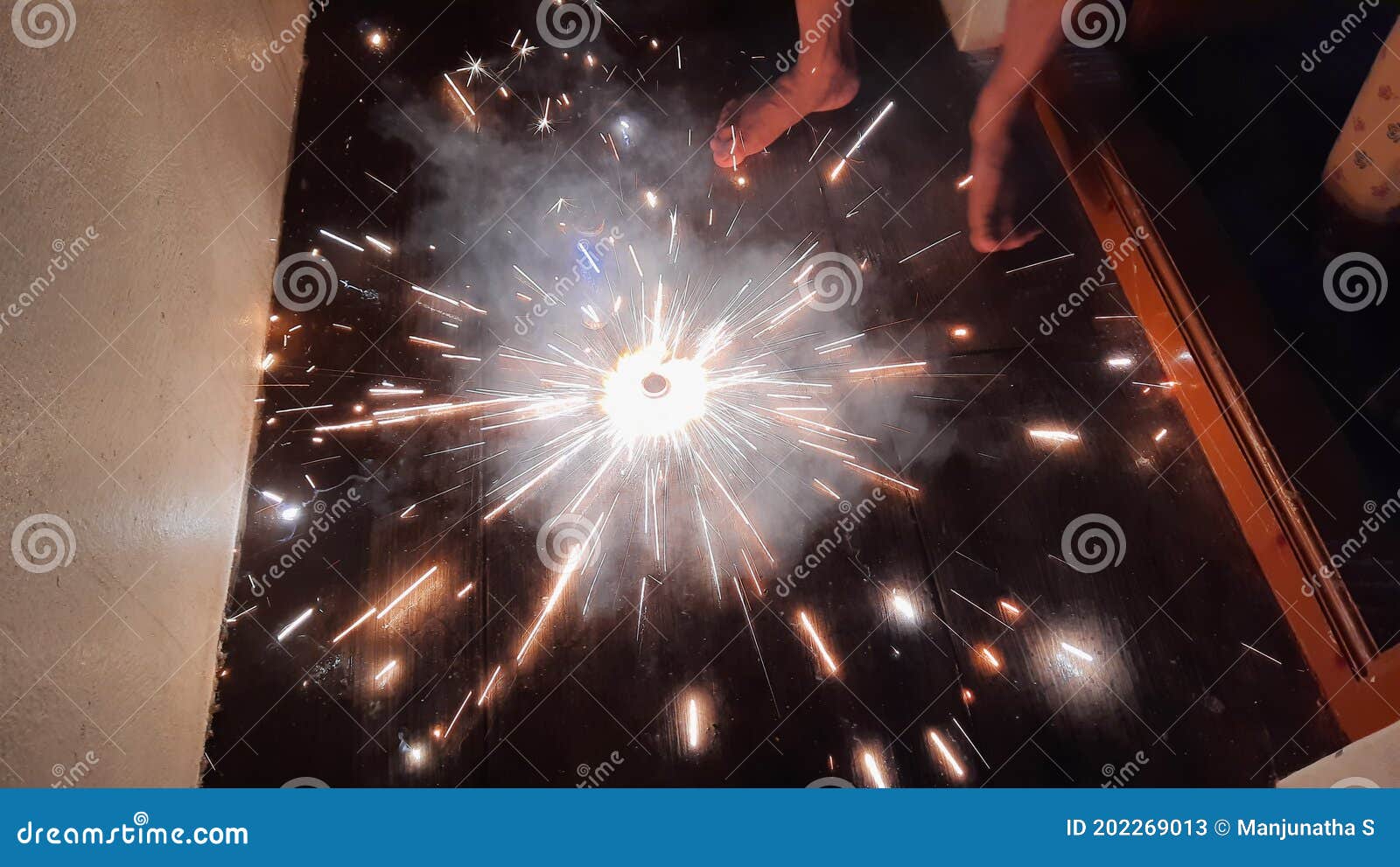 Burning Firecrackers in a Dark Outside of the House Stock Image - Image ...