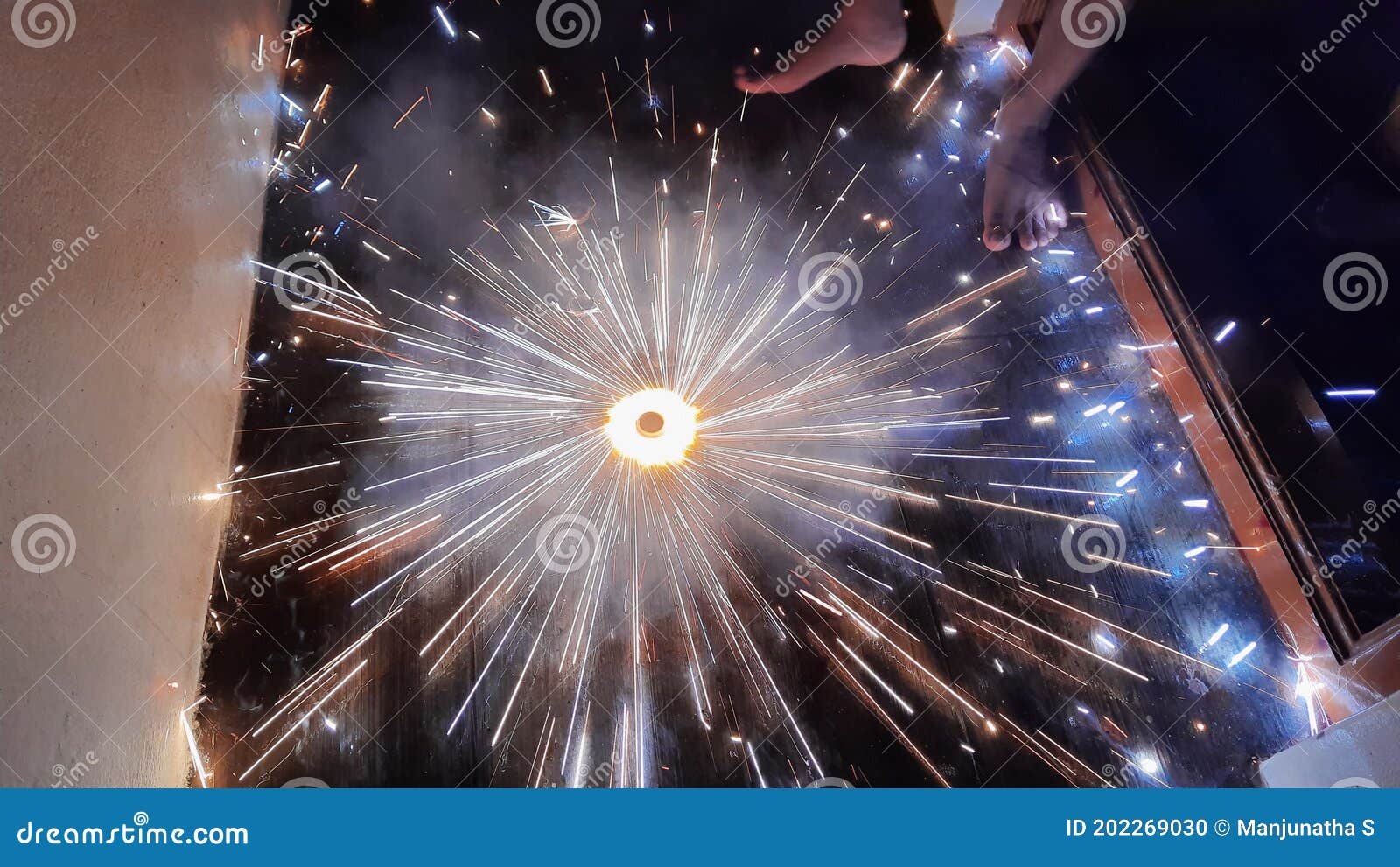 Burning Firecrackers in a Dark Outside of the House Stock Photo - Image ...