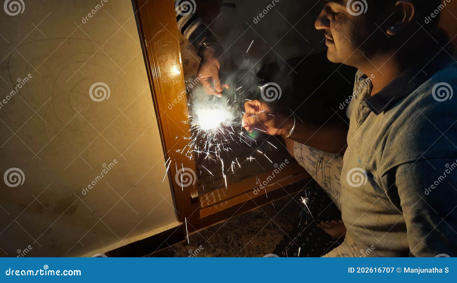 Burning Firecrackers in a Dark Outside of the House Editorial ...