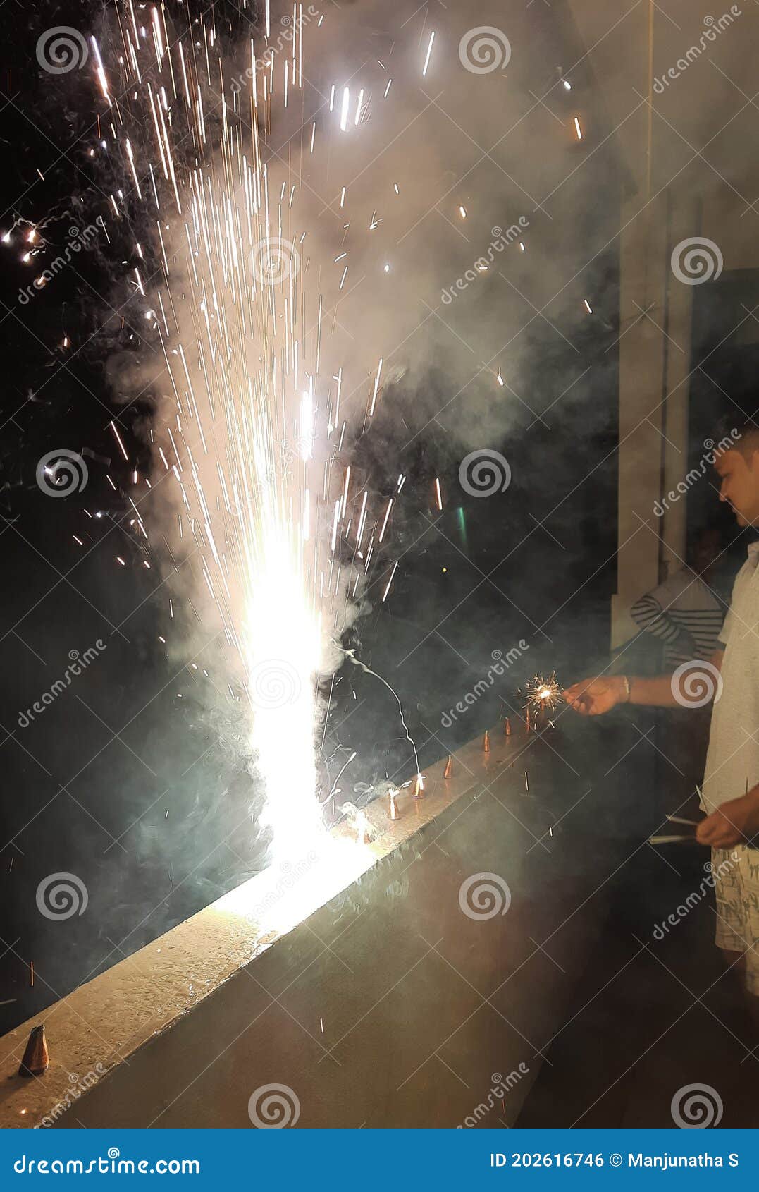 Burning Firecrackers in a Dark Outside of the House Editorial Photo ...