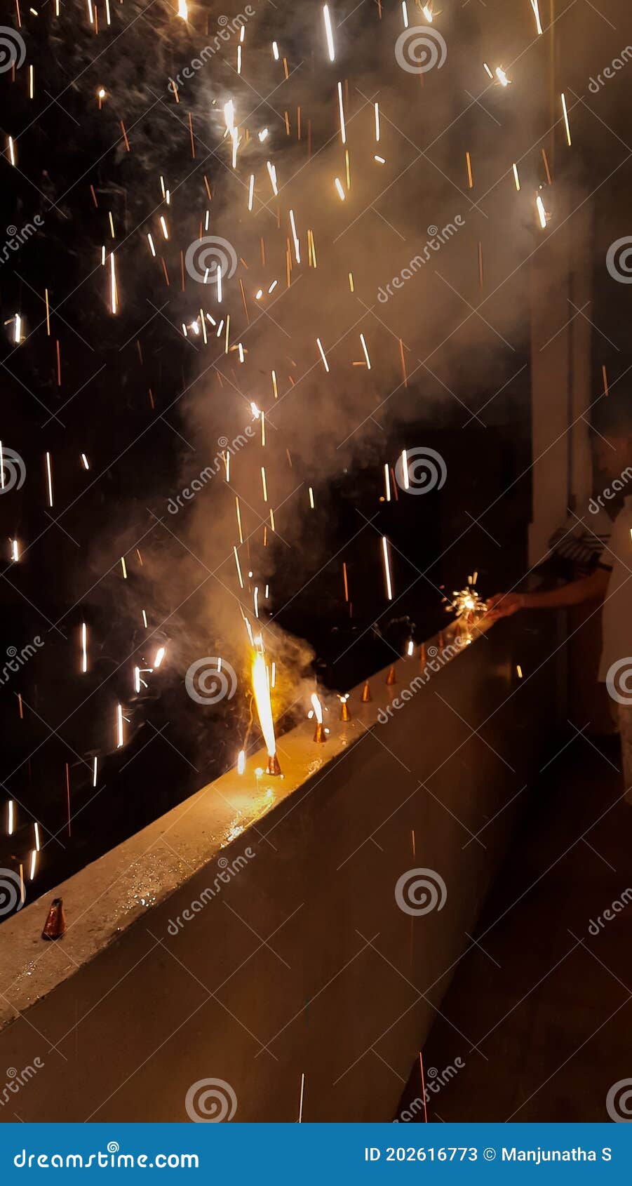Burning Firecrackers in a Dark Outside of the House Stock Image - Image ...