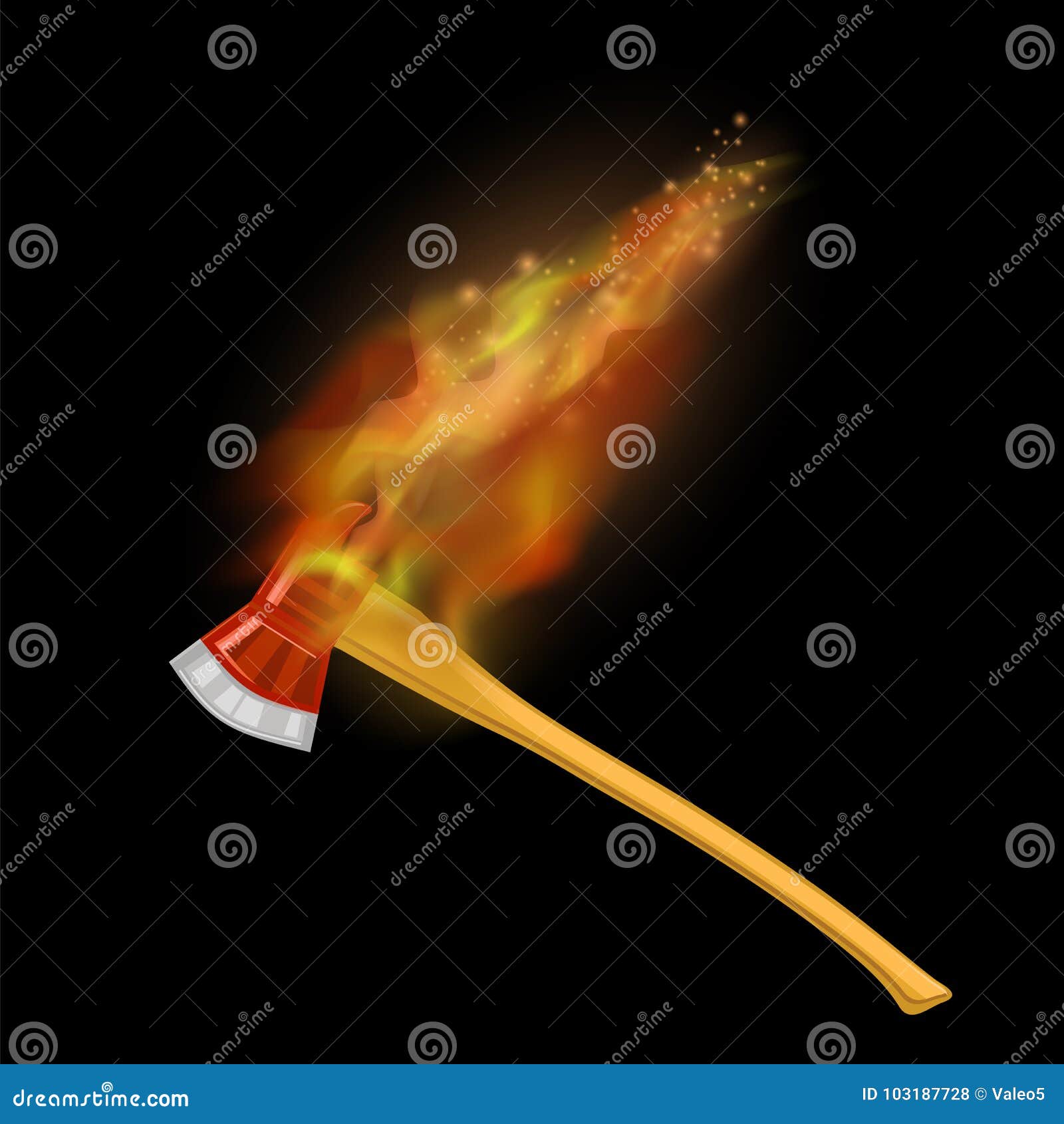 Burning Firefighter Axe Icon with Fire Stock Illustration ...