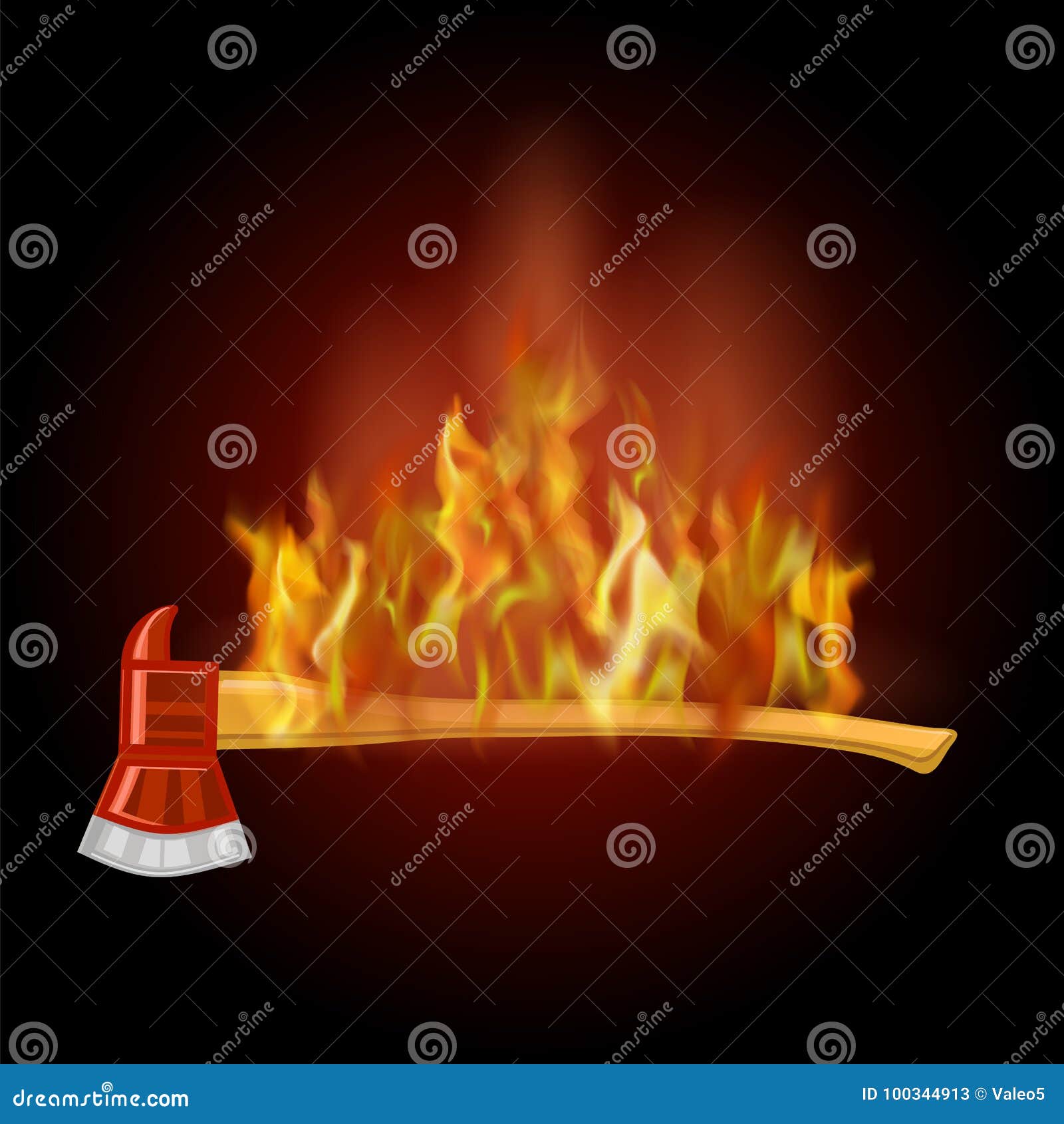 Burning Firefighter Axe Icon with Fire Flame Stock Vector ...