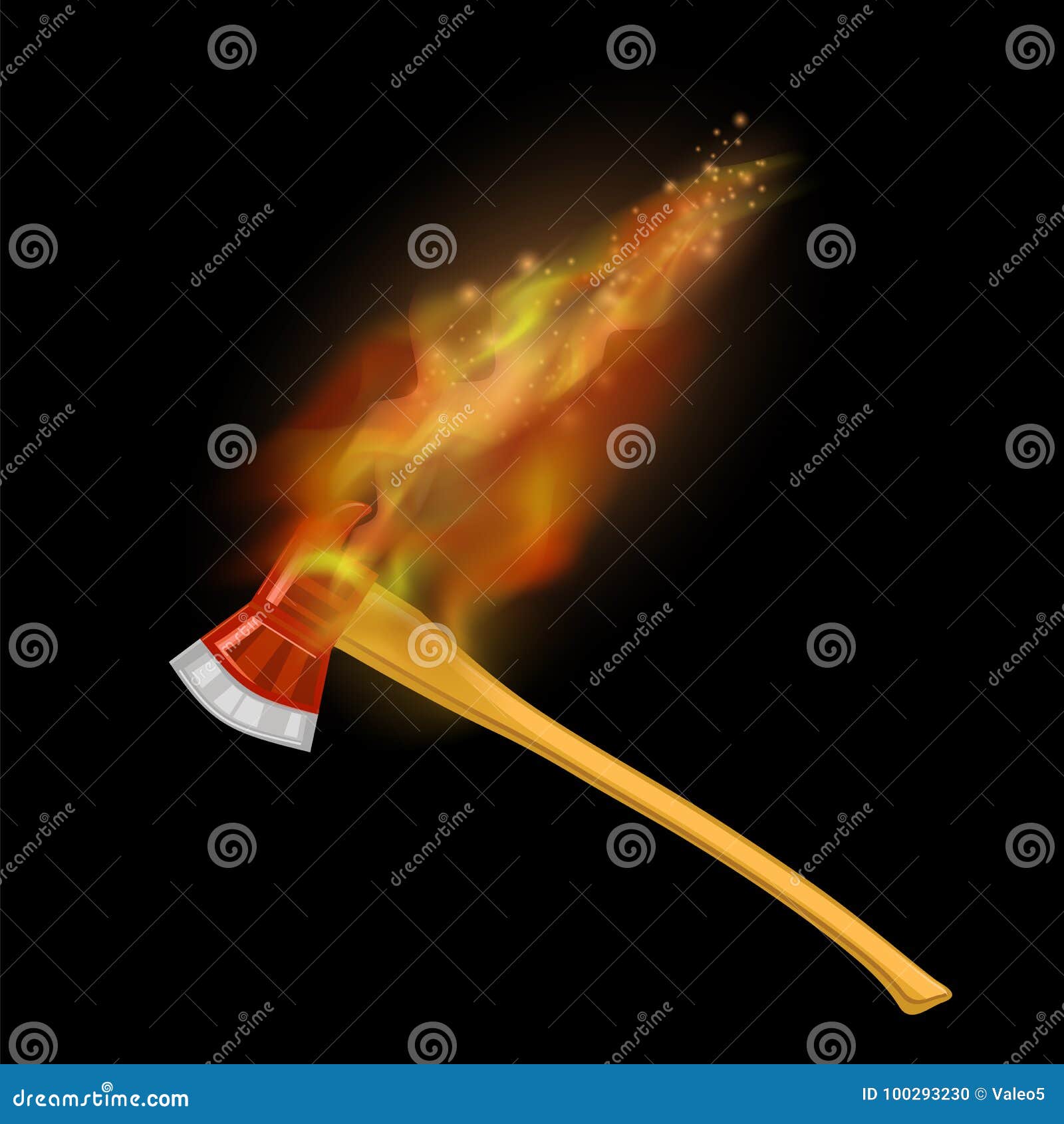 Burning Firefighter Axe Icon with Fire Stock Vector - Illustration of ...