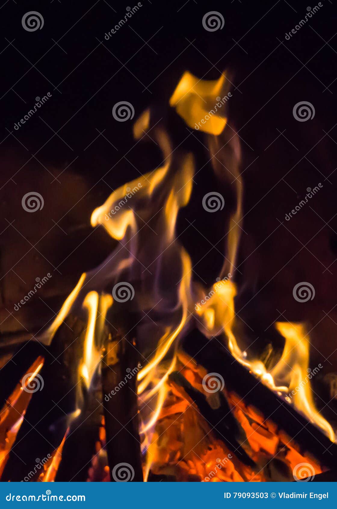 Burning Fireplace. Bonfire Warmth Object Stock Image - Image of night ...