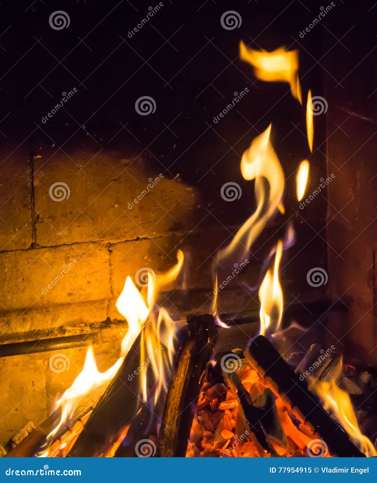 Burning Fireplace. Bonfire Warmth Object Fire Stock Image - Image of ...