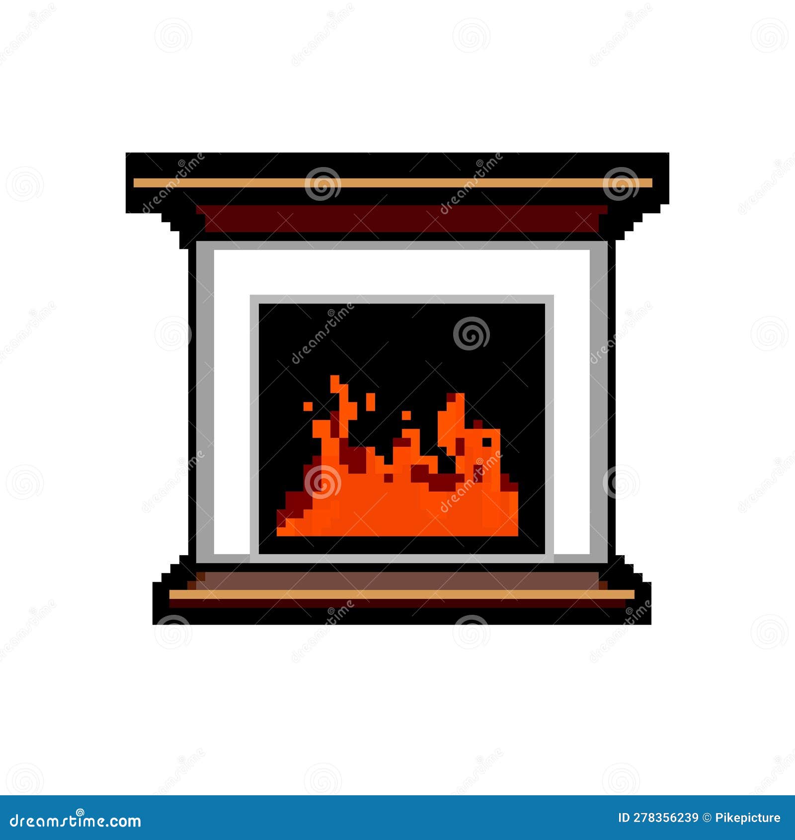 Burning Fireplace Game Pixel Art Vector Illustration Stock Vector ...