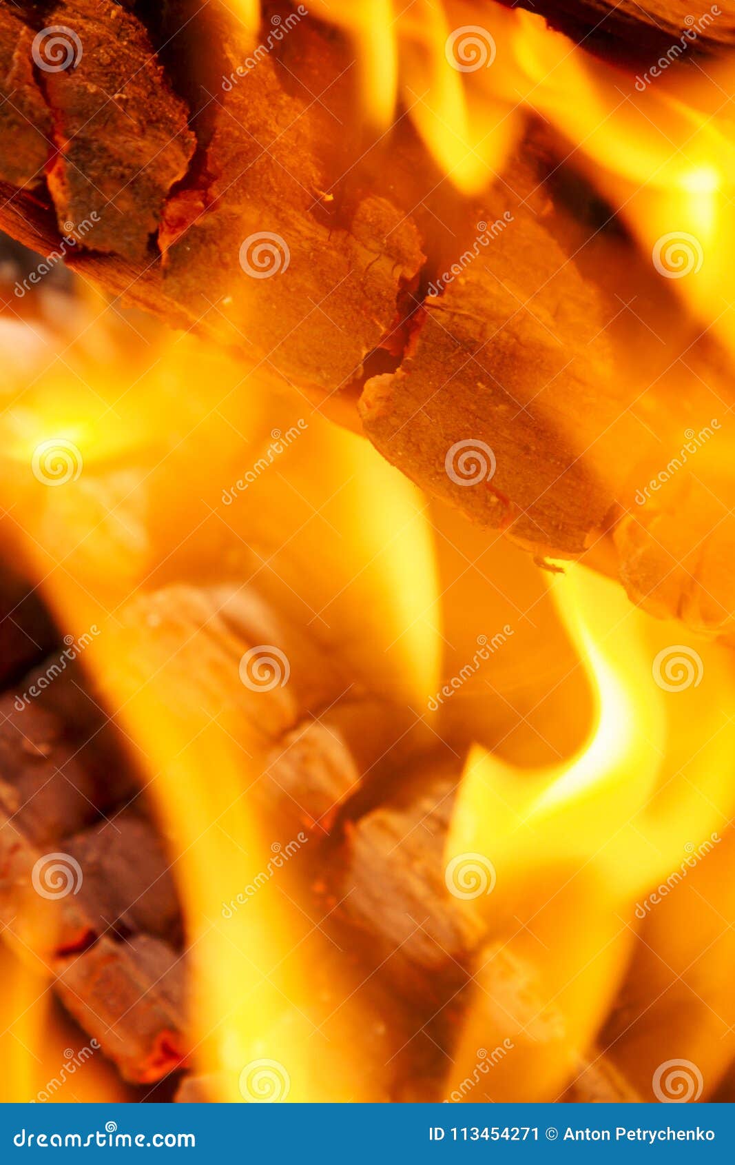 Burning Firewood Close-up. Yellow-red Background of Fire and Flame ...