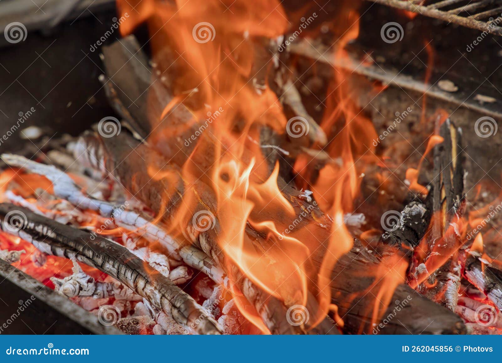The Burning of Firewood at the End of the Bonfire before the Barbecue ...