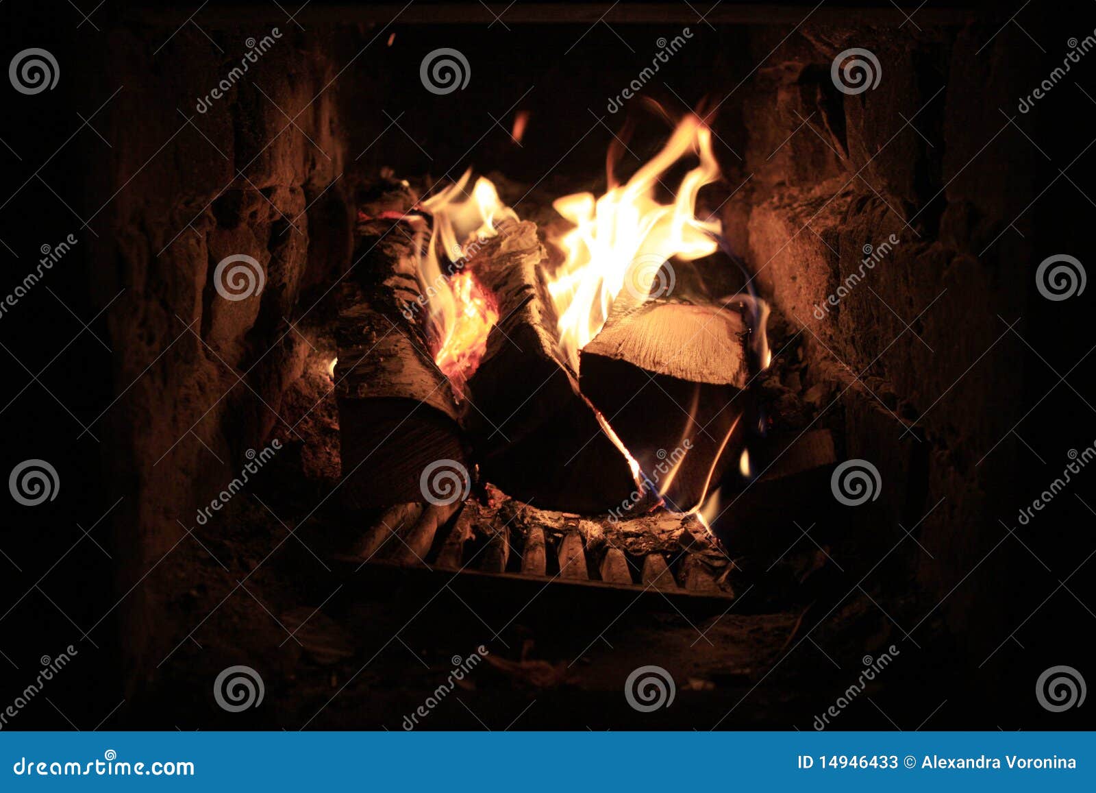 Burning Firewood in a Fireplace. Stock Image - Image of fireside, burn ...