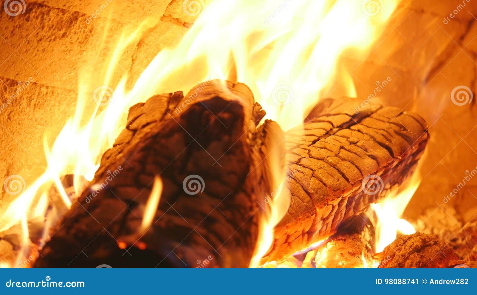 Logs In Fire. Big Huge Traditional Fire Blaze Glow. Background Stock ...