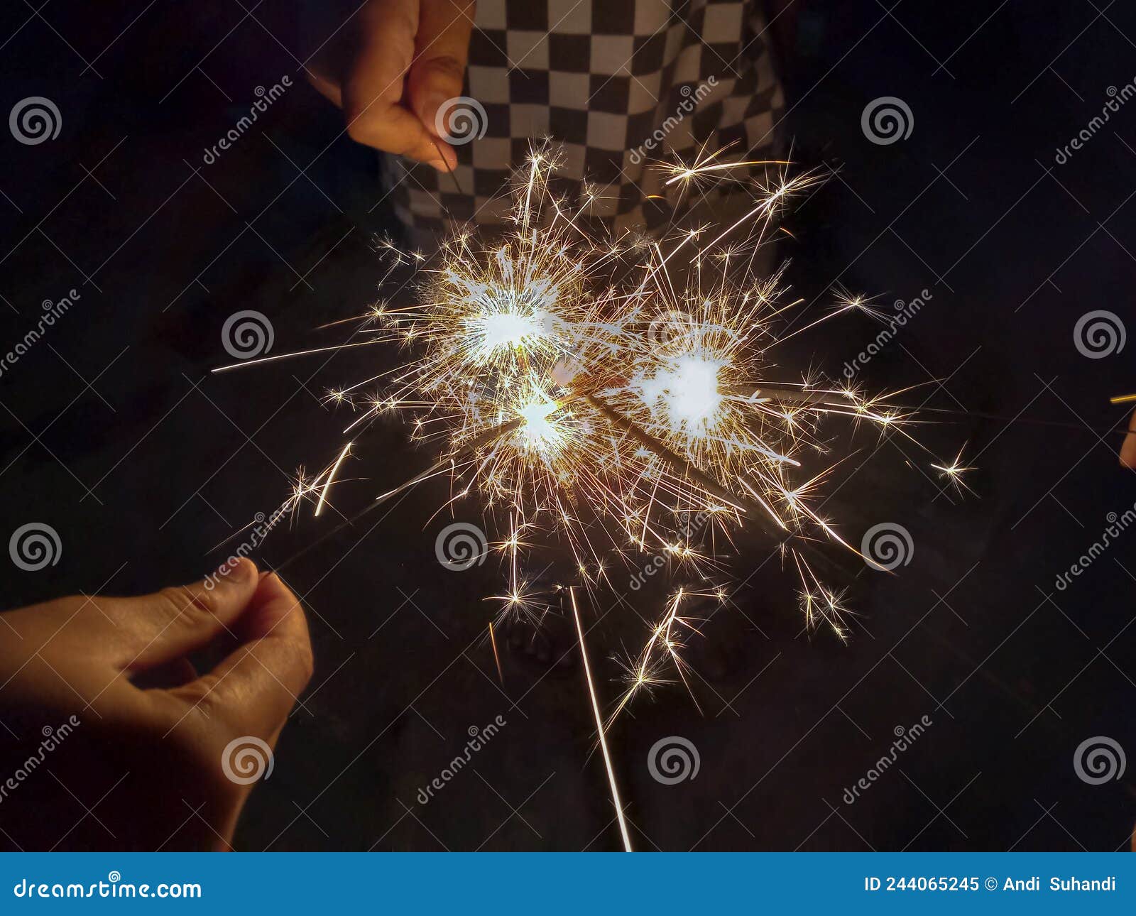 Burning Fireworks in Hands Outdoors Stock Image - Image of outdoors ...