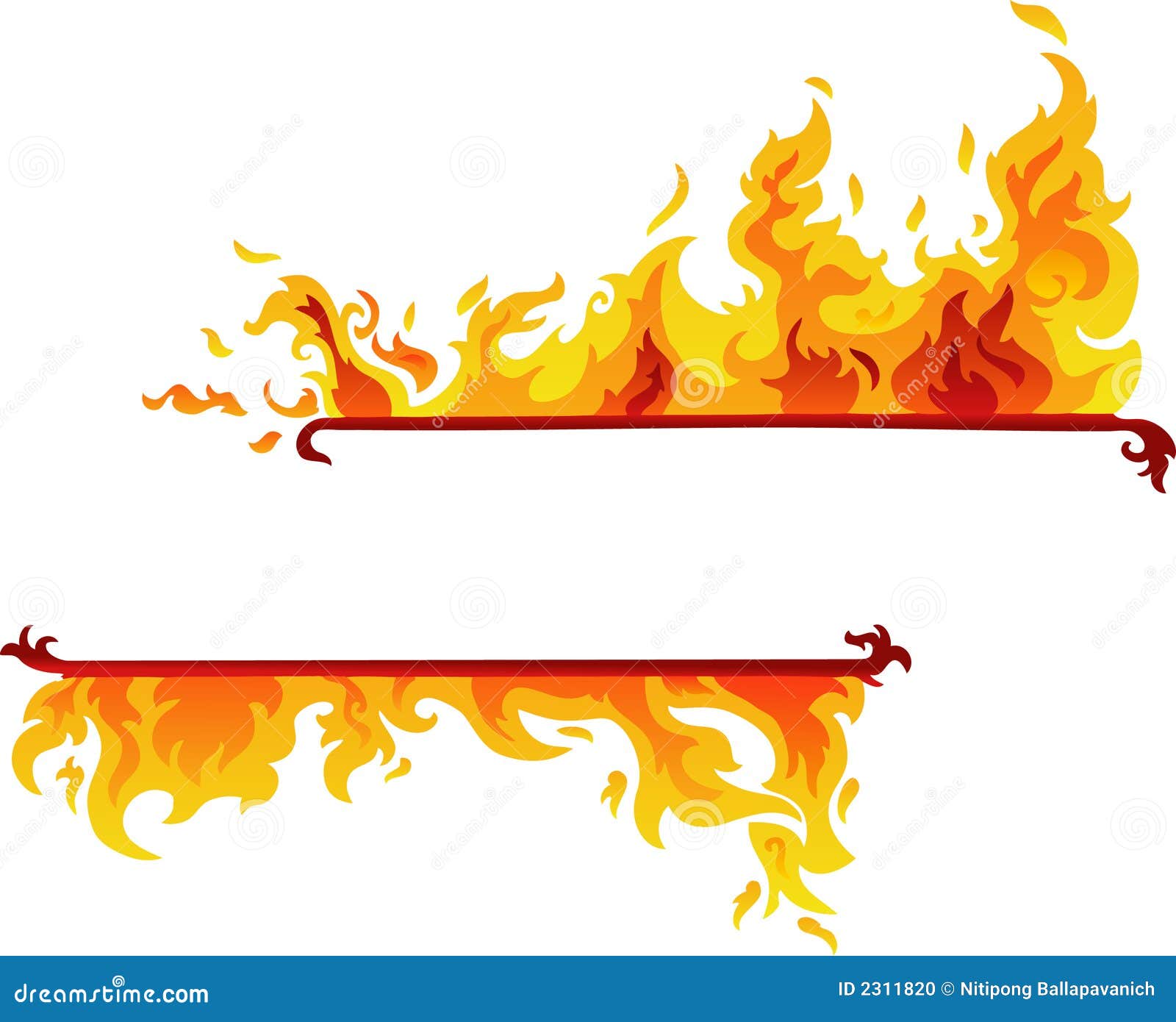 Burning Flame Banner (Vector) Stock Vector - Illustration of broil ...