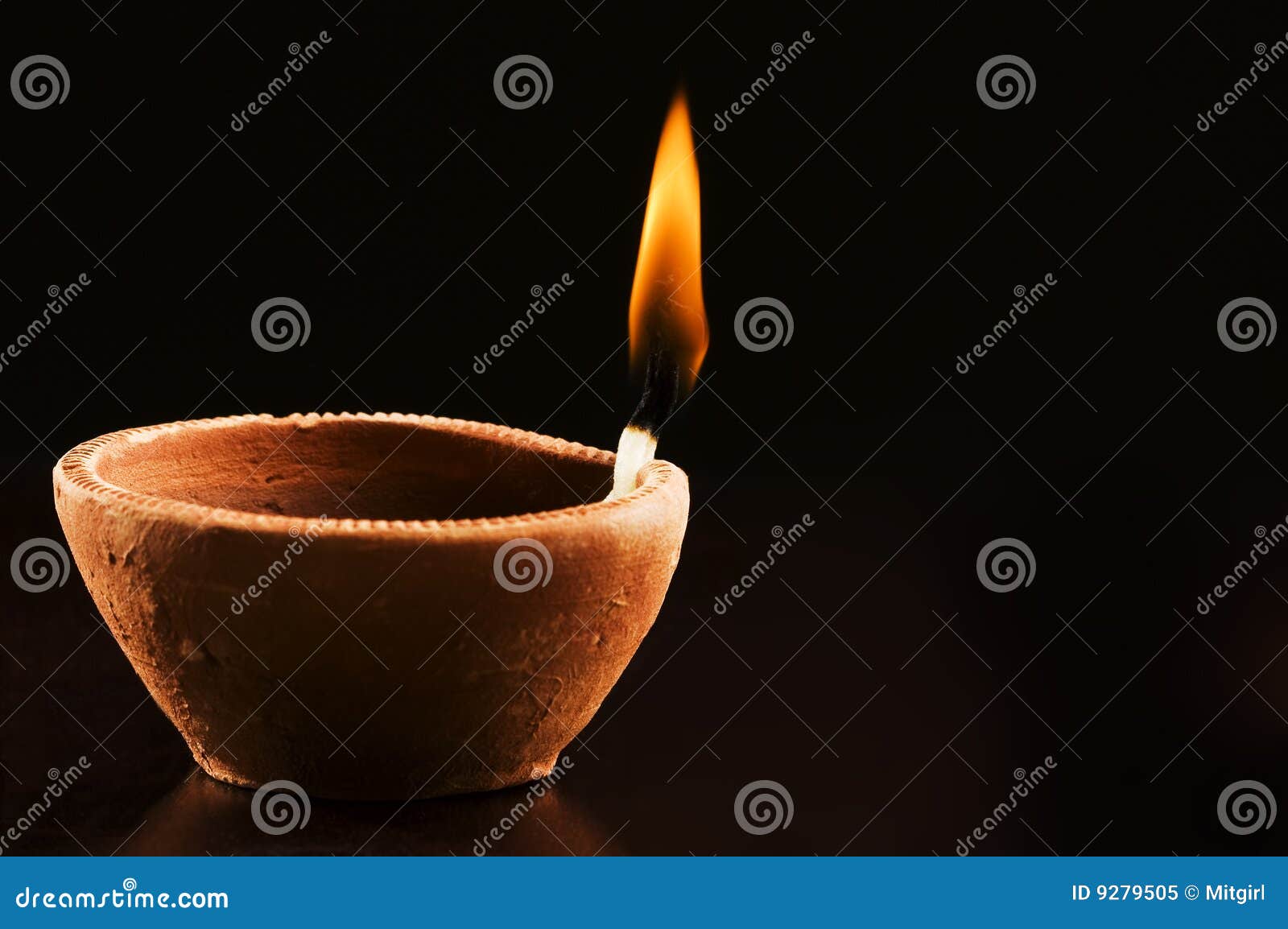 Burning Flame in Earthern Lamp Stock Image - Image of deep, peace: 9279505
