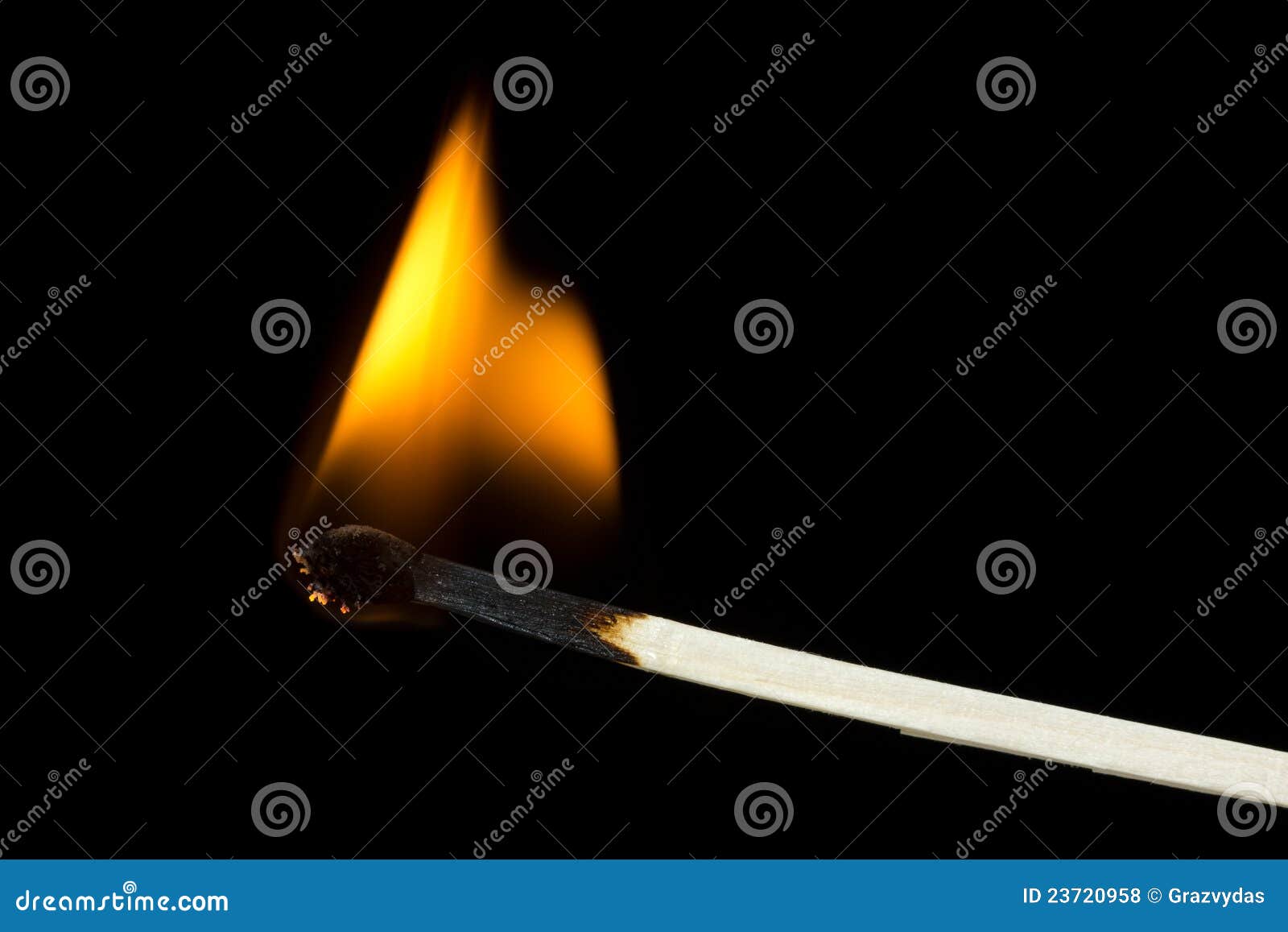 Burning Flame on a Matchstick Stock Photo - Image of isolated, black ...