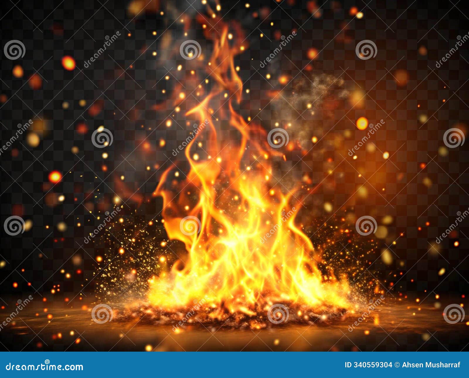 Burning Flames with the Flying Particles Overlay Effect Stock ...