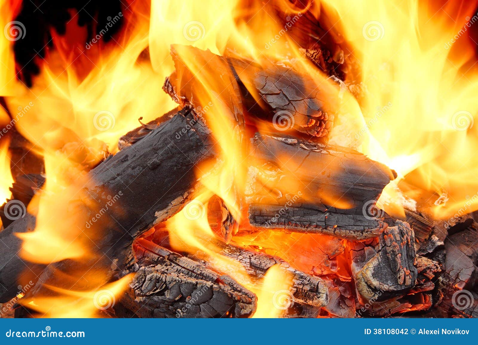 Burning Flames And Glowing Coal In BBQ, Warm Orange Bonfire With Pieces ...