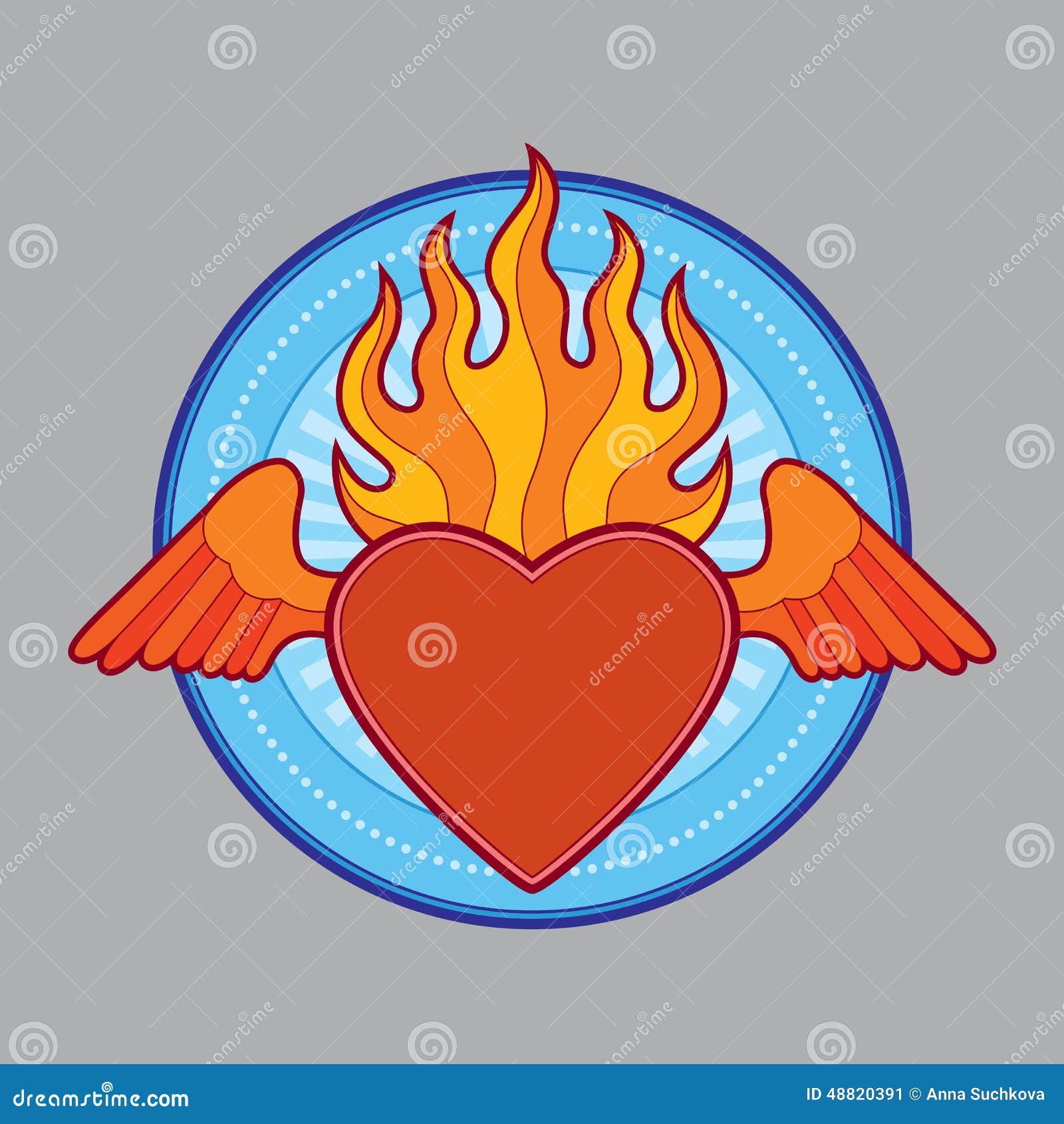 Burning flaming heart stock illustration. Illustration of cartoon ...